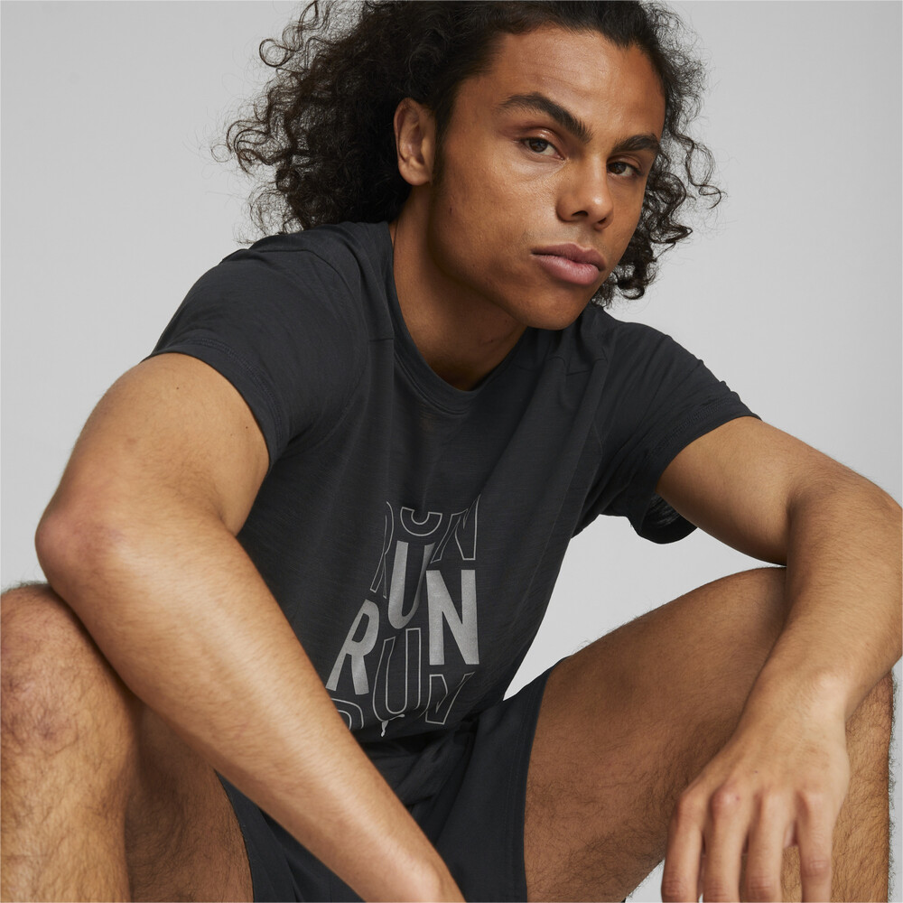 Performance Logo Short Sleeve Running Tee Men | Black - PUMA