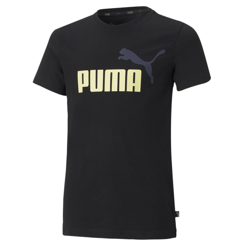 Essentials+ Two-Tone Logo Youth Tee | Black - PUMA