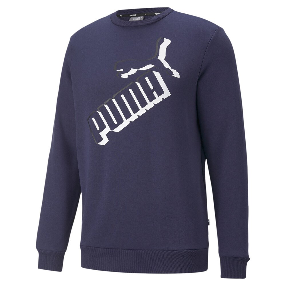 Essentials+ Big Logo Crewneck Men's Sweatshirt | Blue - PUMA